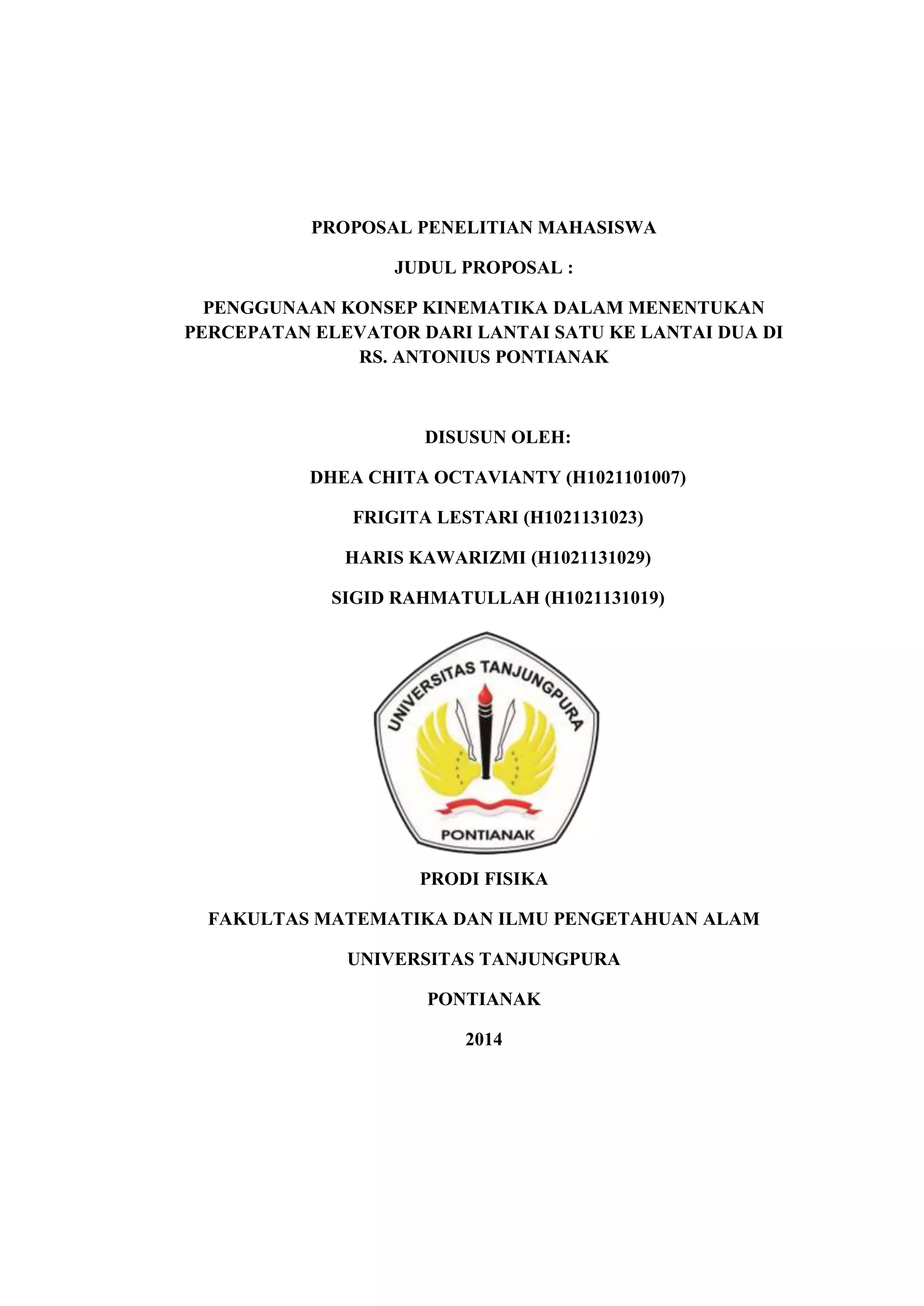 Proposal menghitung percepatan sebuah Lift | DOCX