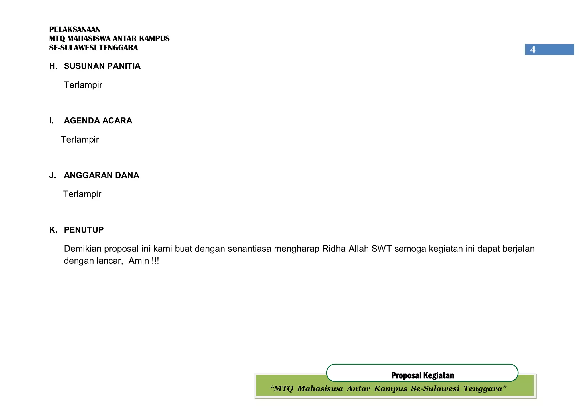Contoh Proposal Musabaqah Mahasiswa Antar Kampus PDF | PDF