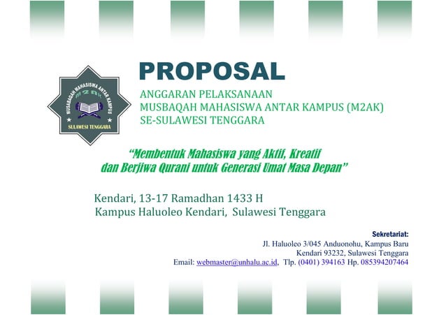 Contoh Proposal Musabaqah Mahasiswa Antar Kampus PDF | PPT