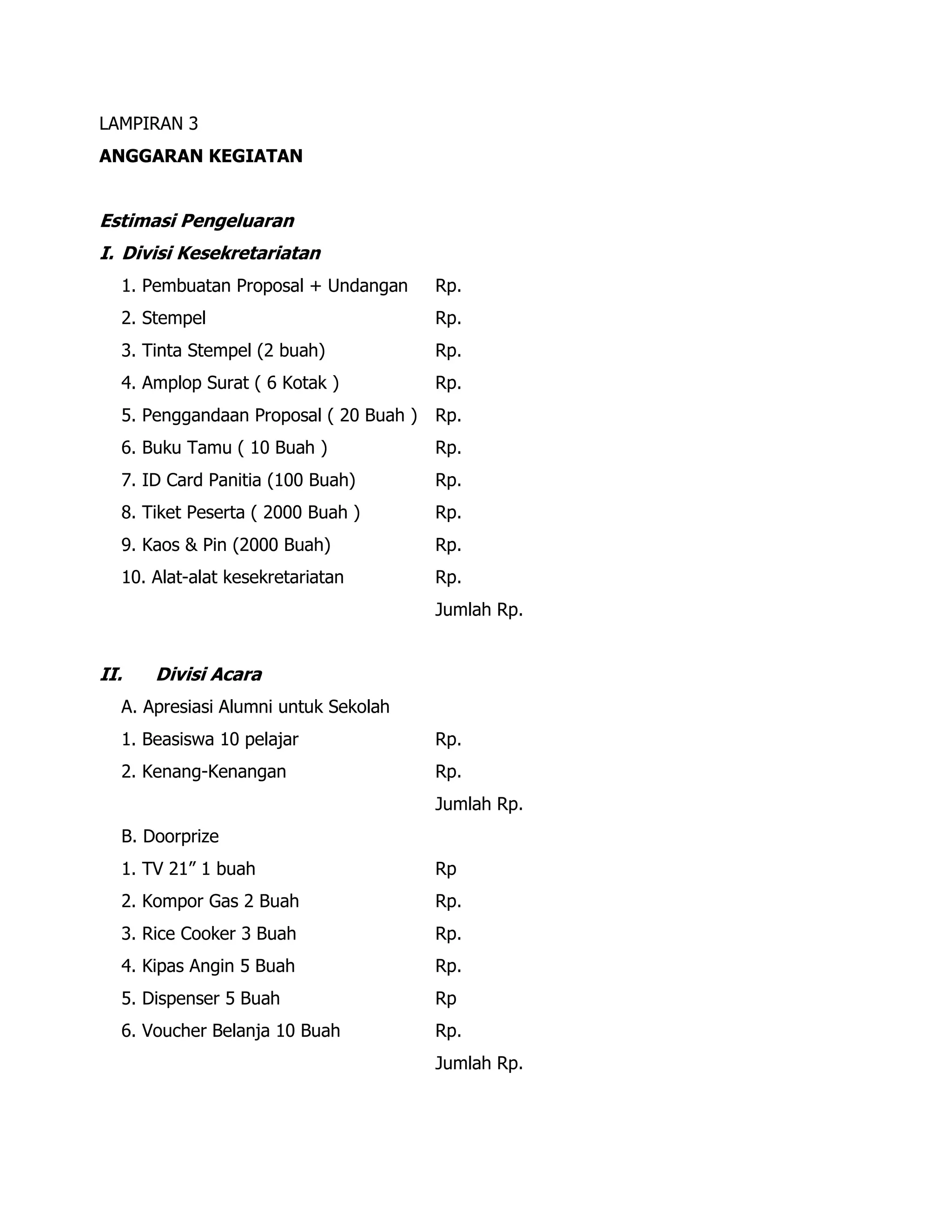 Proposal pelaksanaan | PDF