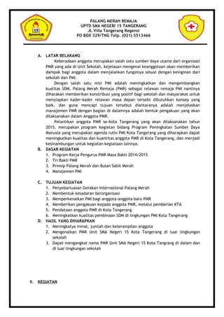 PMR SMA Negeri 15 Tangerang - Proposal Pelantikan Gabungan | PDF