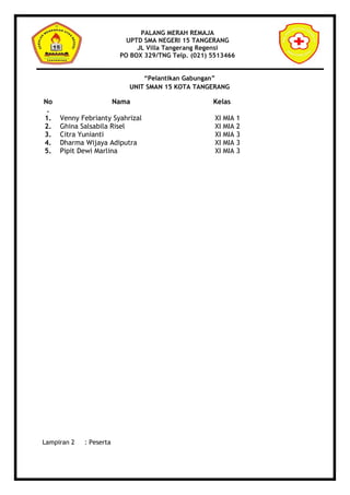 PMR SMA Negeri 15 Tangerang - Proposal Pelantikan Gabungan | DOCX