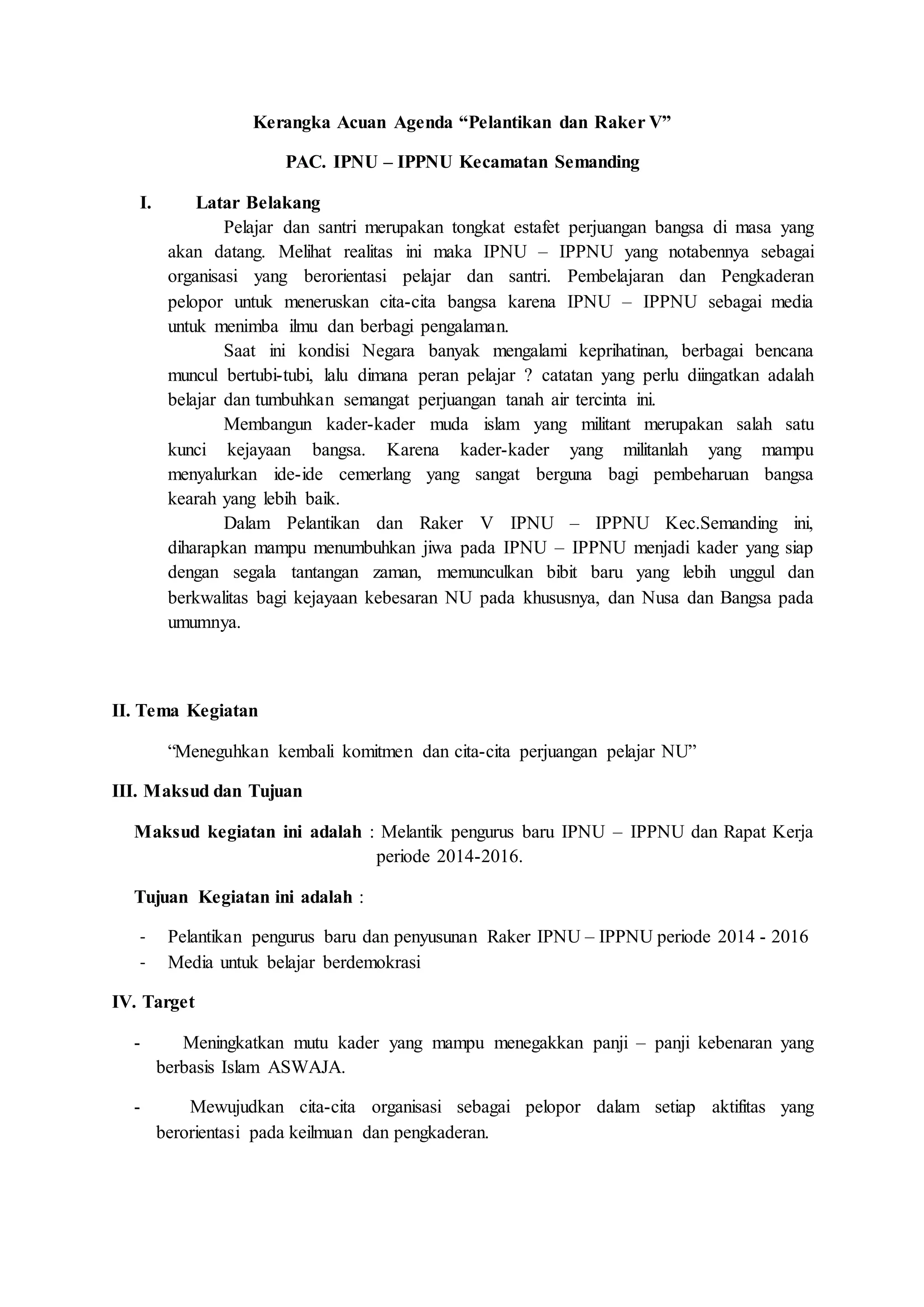 Proposal pelantikan yang ke v | DOCX