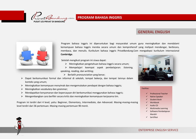 Proposal Pelatihan Bahasa Inggris (in company training) - PrivatBandung.Com