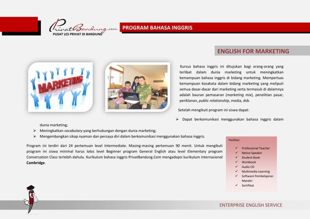 Proposal Pelatihan Bahasa Inggris (in company training) - PrivatBandung.Com