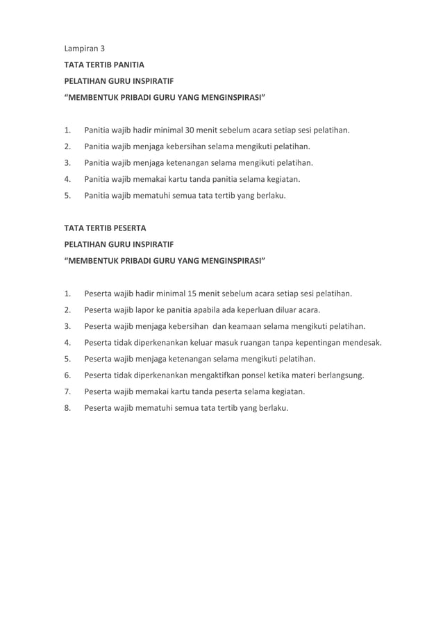 Proposal pelatihan guru inspiratif 2019 | PDF