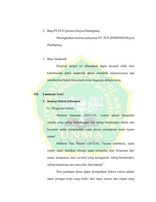 Proposal pelayanan pelanggan pln rayon pandeglang | PDF