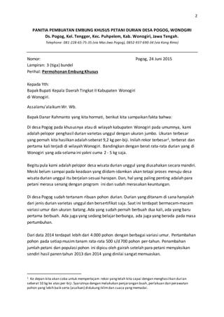 Proposal Pembangunan Embung Khusus Petani Durian Pogog | DOCX