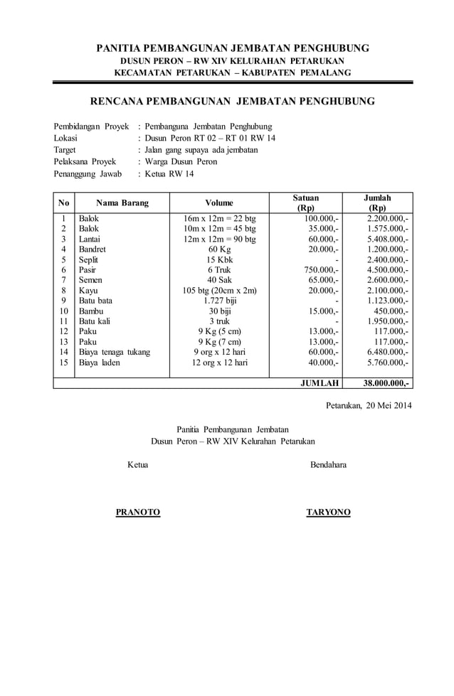 Proposal pembangunan jembatan | DOCX