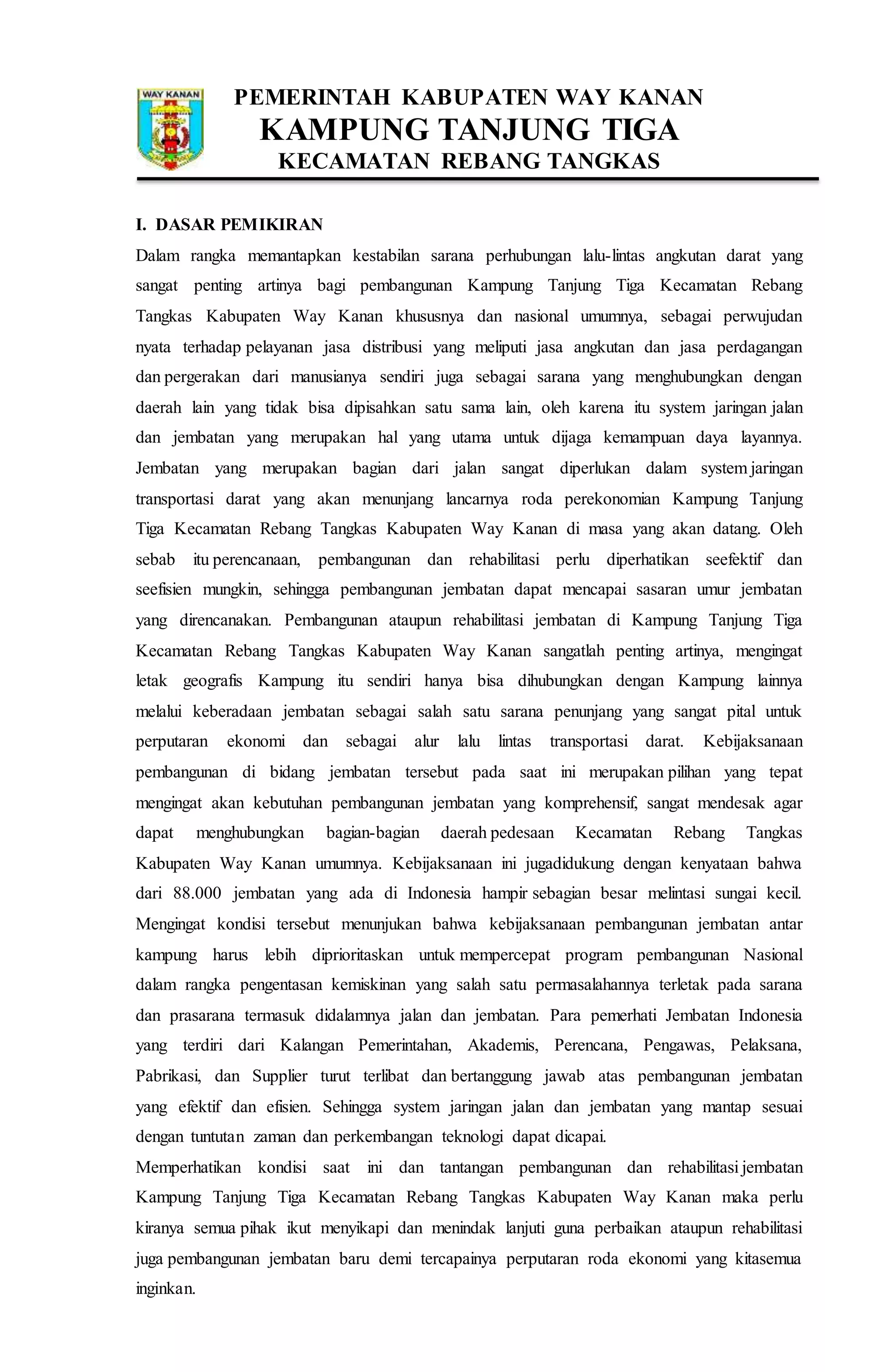 Proposal pembangunan jembatan kampung | DOCX