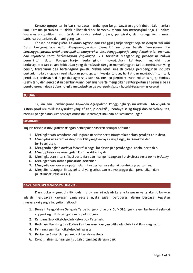 Proposal pembangunan kawasan agropolitan panggungharjo | DOCX
