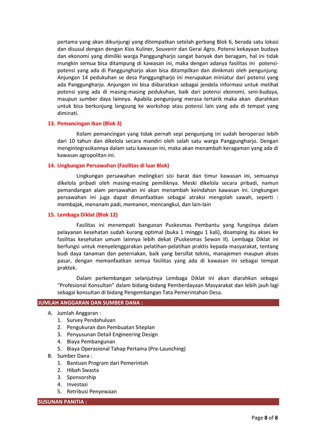 Proposal pembangunan kawasan agropolitan panggungharjo | DOCX