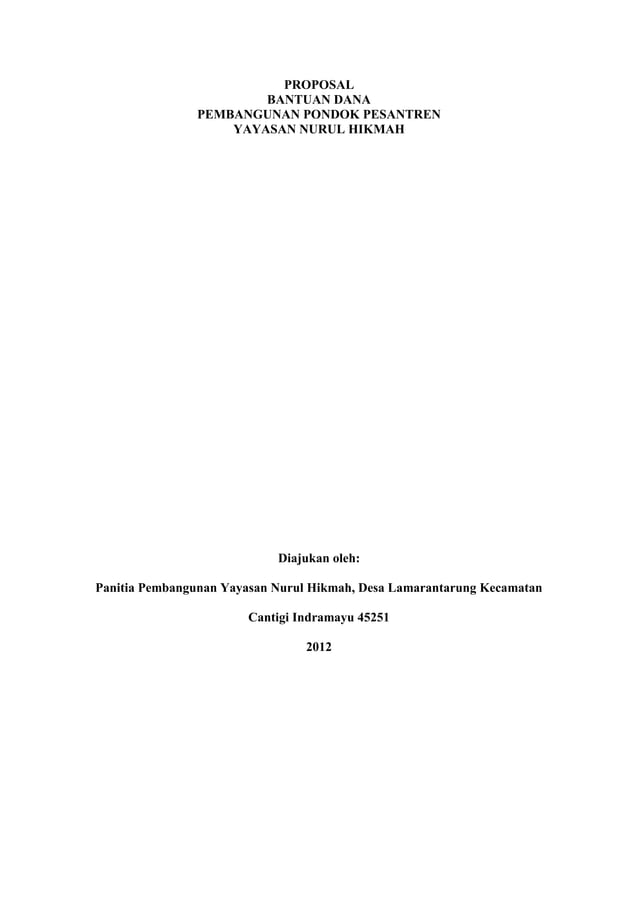 Proposal pembangunan pondok pesantren | DOCX