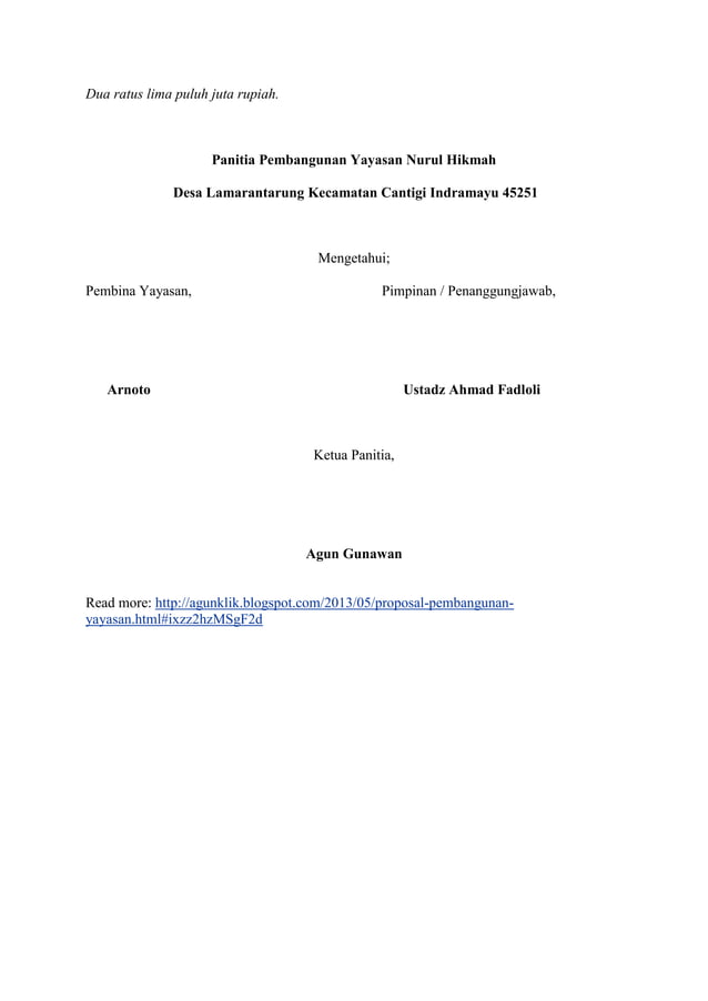 Proposal pembangunan pondok pesantren | DOCX