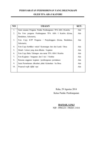 Proposal pembangunan tpa | DOCX