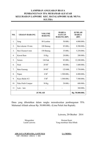 Proposal pembangunan tpa muhamad alfatah | DOCX