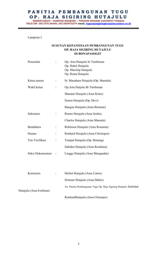 Proposal pembangunan tugu op. raja sigiring | DOCX