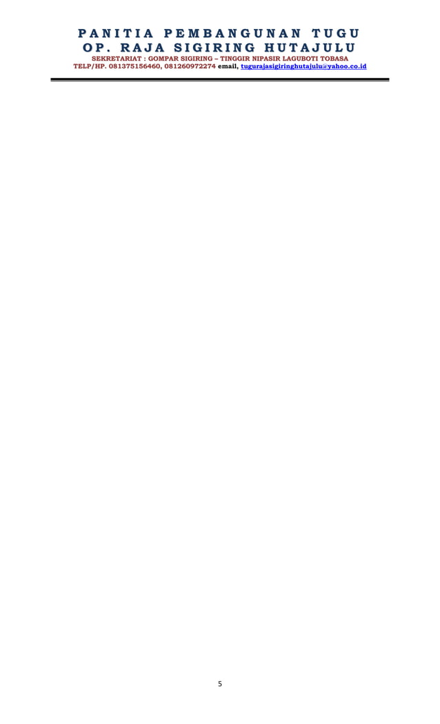 Proposal pembangunan tugu op. raja sigiring | DOCX