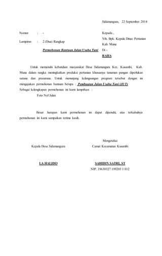 Proposal pembuatan jalan tani | DOCX