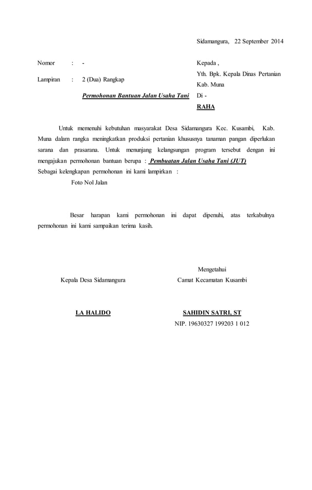 Proposal pembuatan jalan tani | DOCX