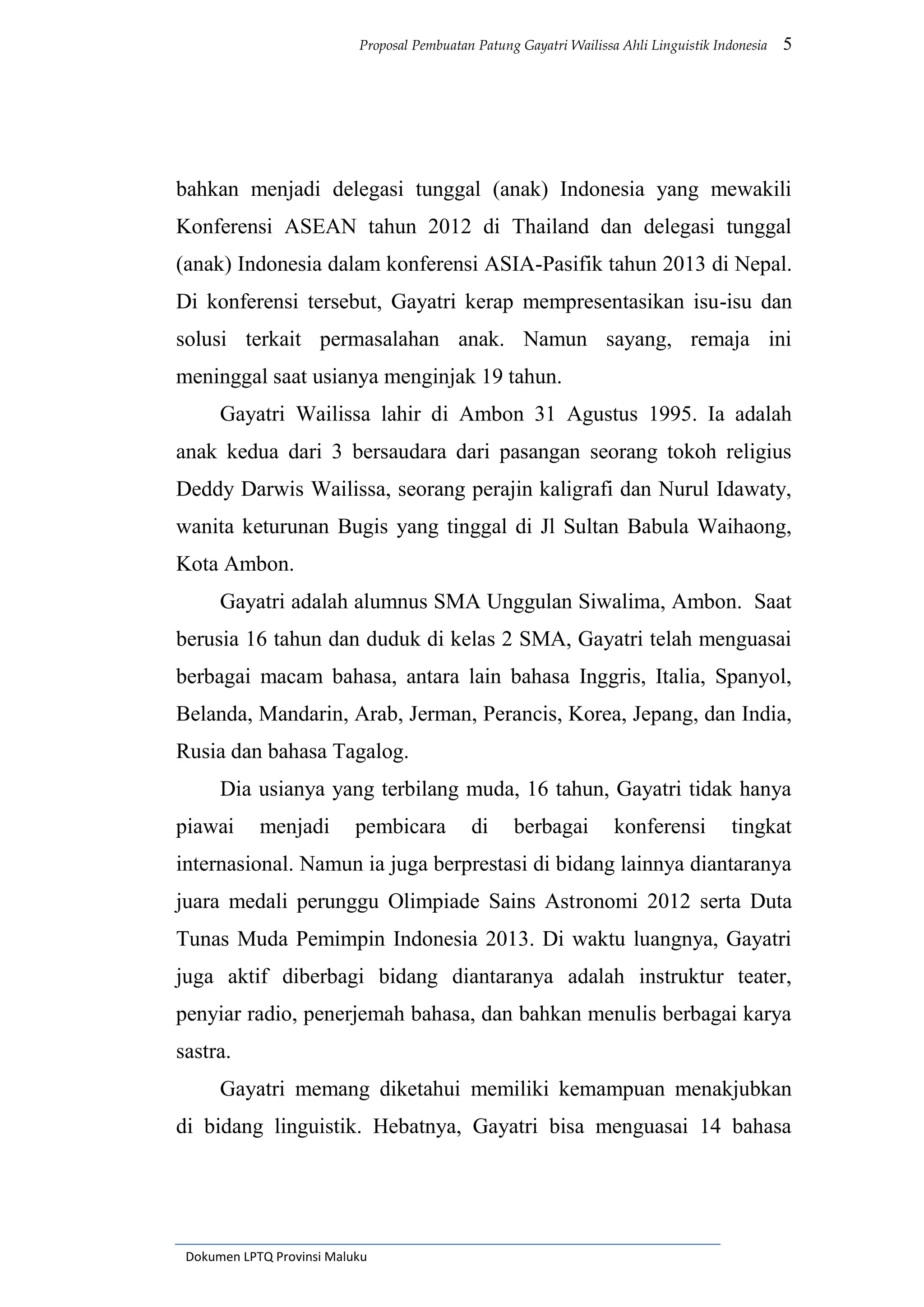 Proposal pembuatan patung gayatri. | PDF