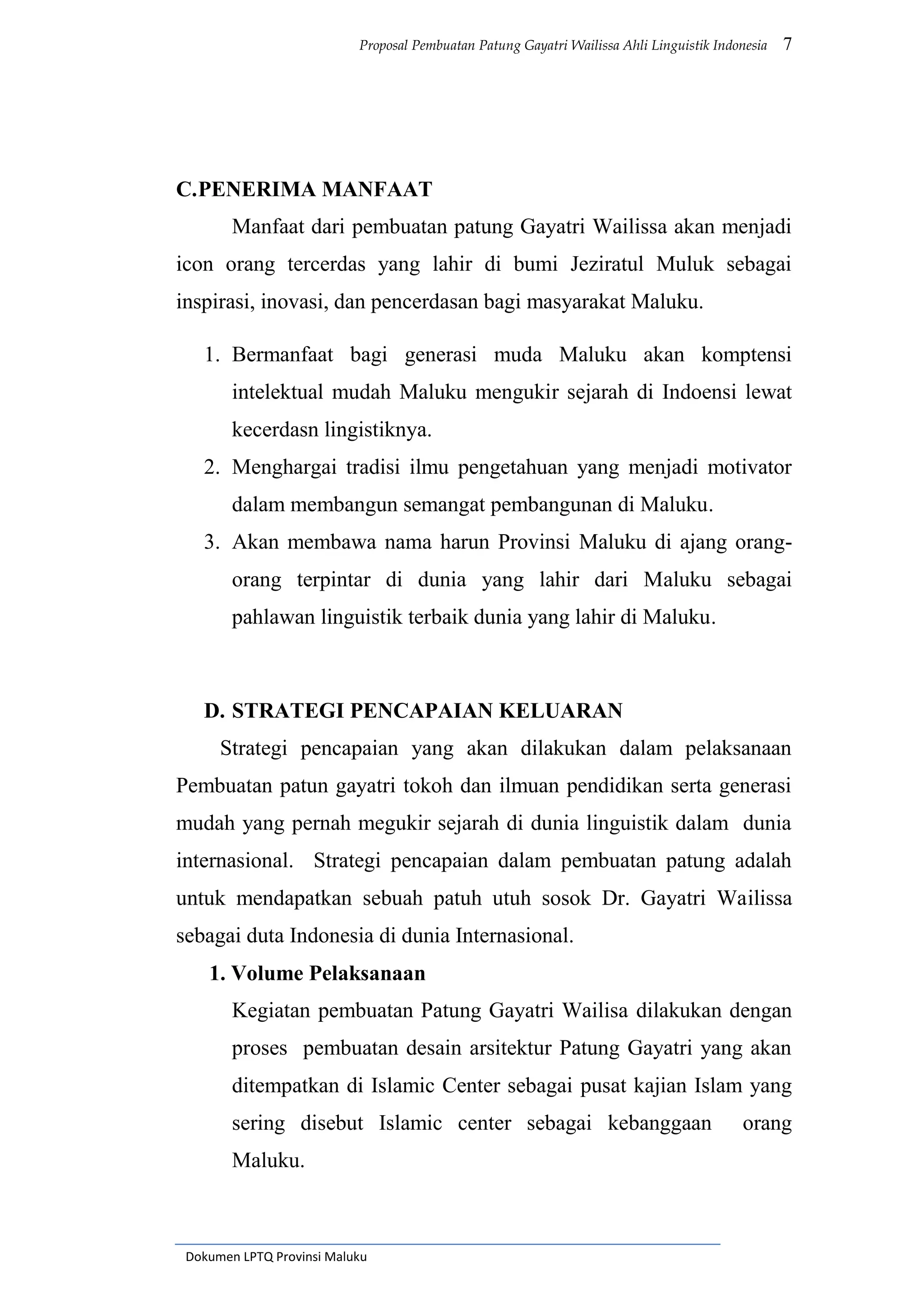Proposal pembuatan patung gayatri. | PDF