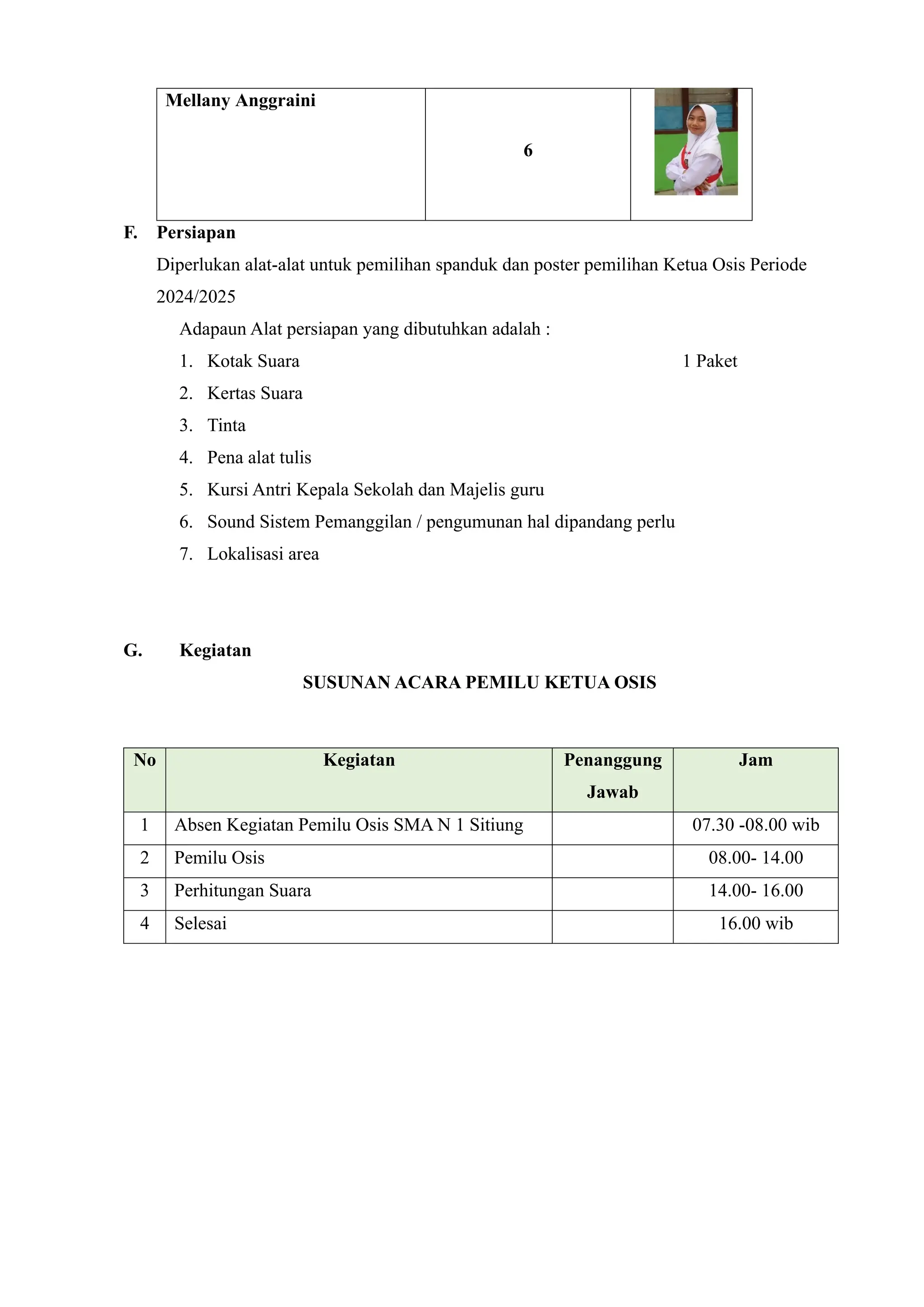 PROPOSAL PEMILU OSIS SMA NEGERI 1 SITIUNG TAHUN 2024/2025 | DOCX