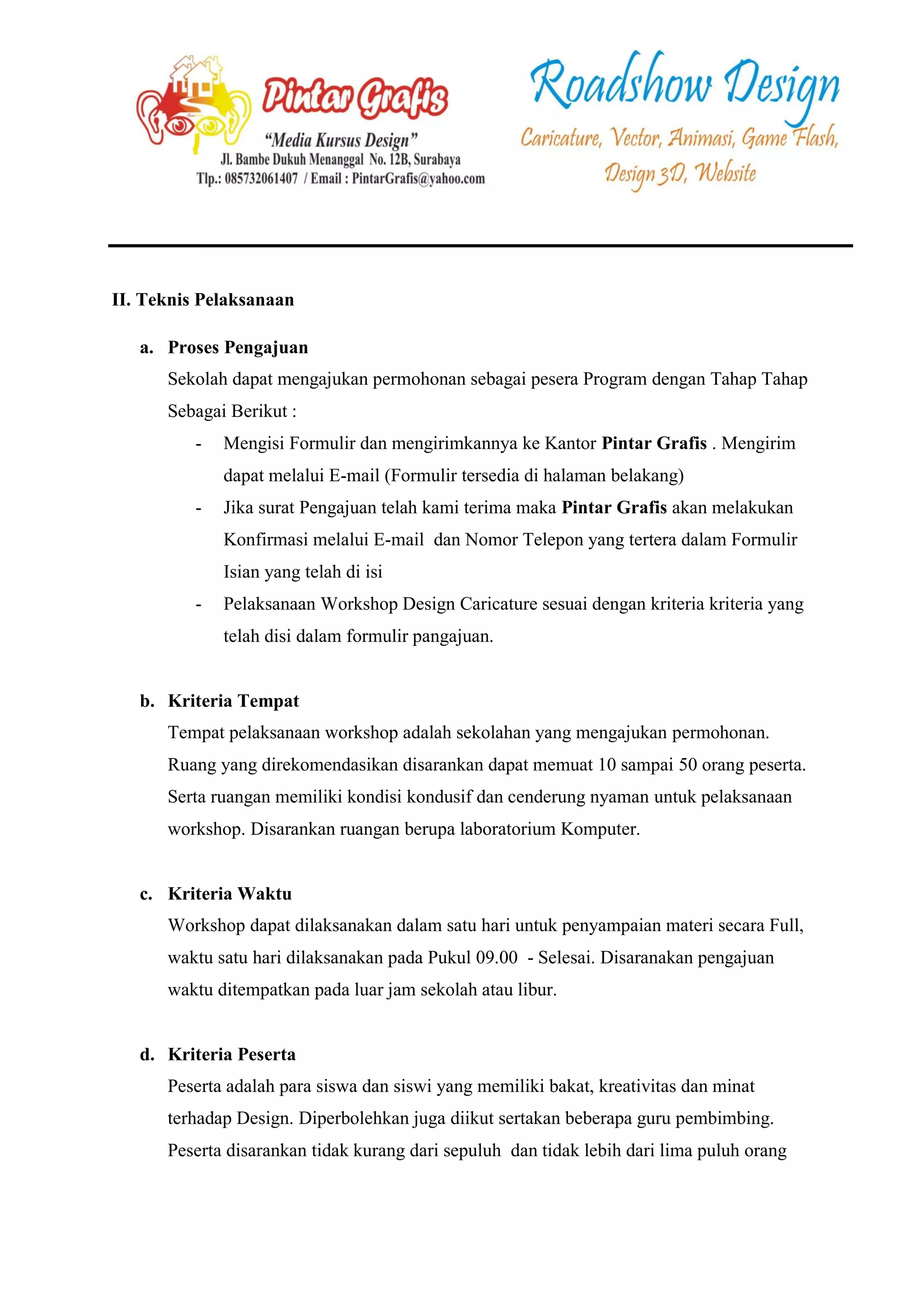 Proposal Penawaran 8 Program Workshop Design - Free [Pintar Grafis] | PDF