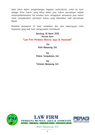 Proposal penawaran jasa hukum ke pt finance pdf | PDF