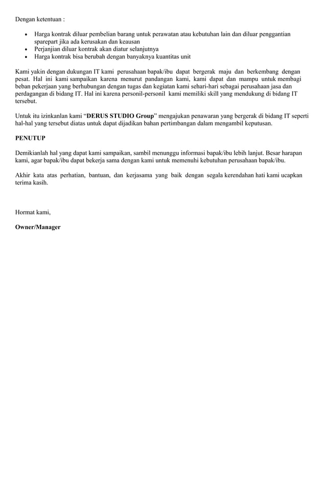 Proposal penawaran kerjasama | DOC