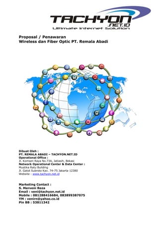 Proposal penawaran koneksi internet fo dan wireless pt. remala abadi ...