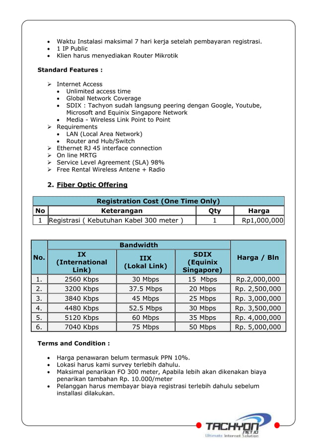 Proposal penawaran koneksi internet fo dan wireless pt. remala abadi ...