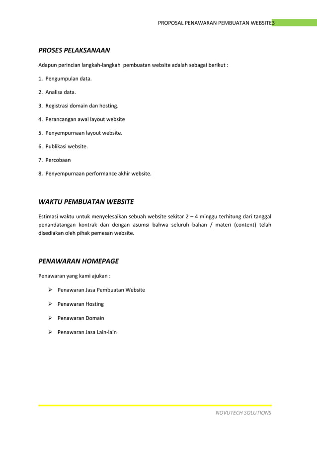 Proposal penawaran pembuatan website baru | DOC