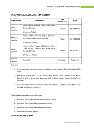 Proposal penawaran pembuatan website baru | DOC