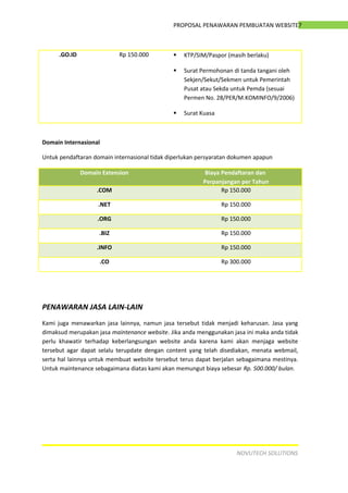 Proposal penawaran pembuatan website baru | DOC