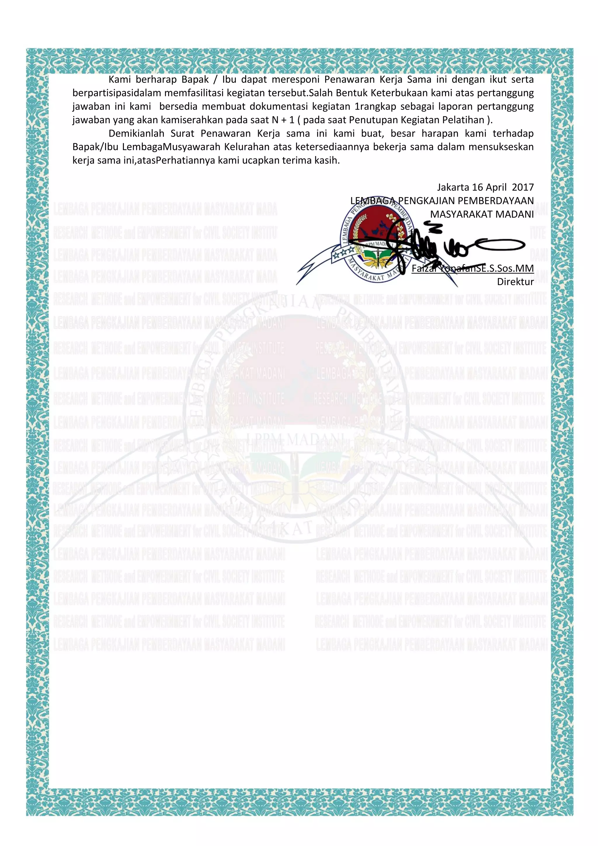 Proposal penawaran ppmk apbd 2017 | PDF