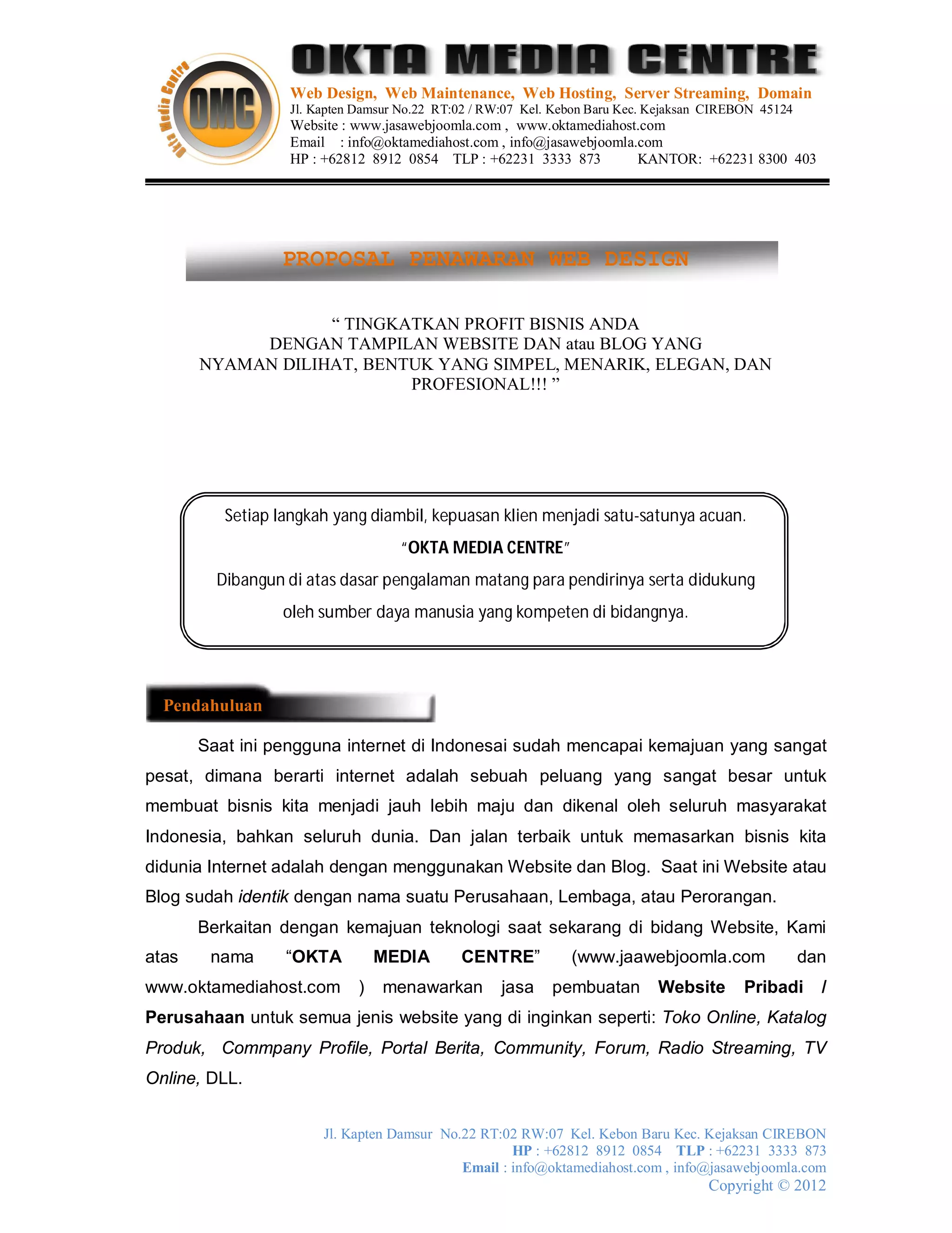 Proposal penawaran website | PDF