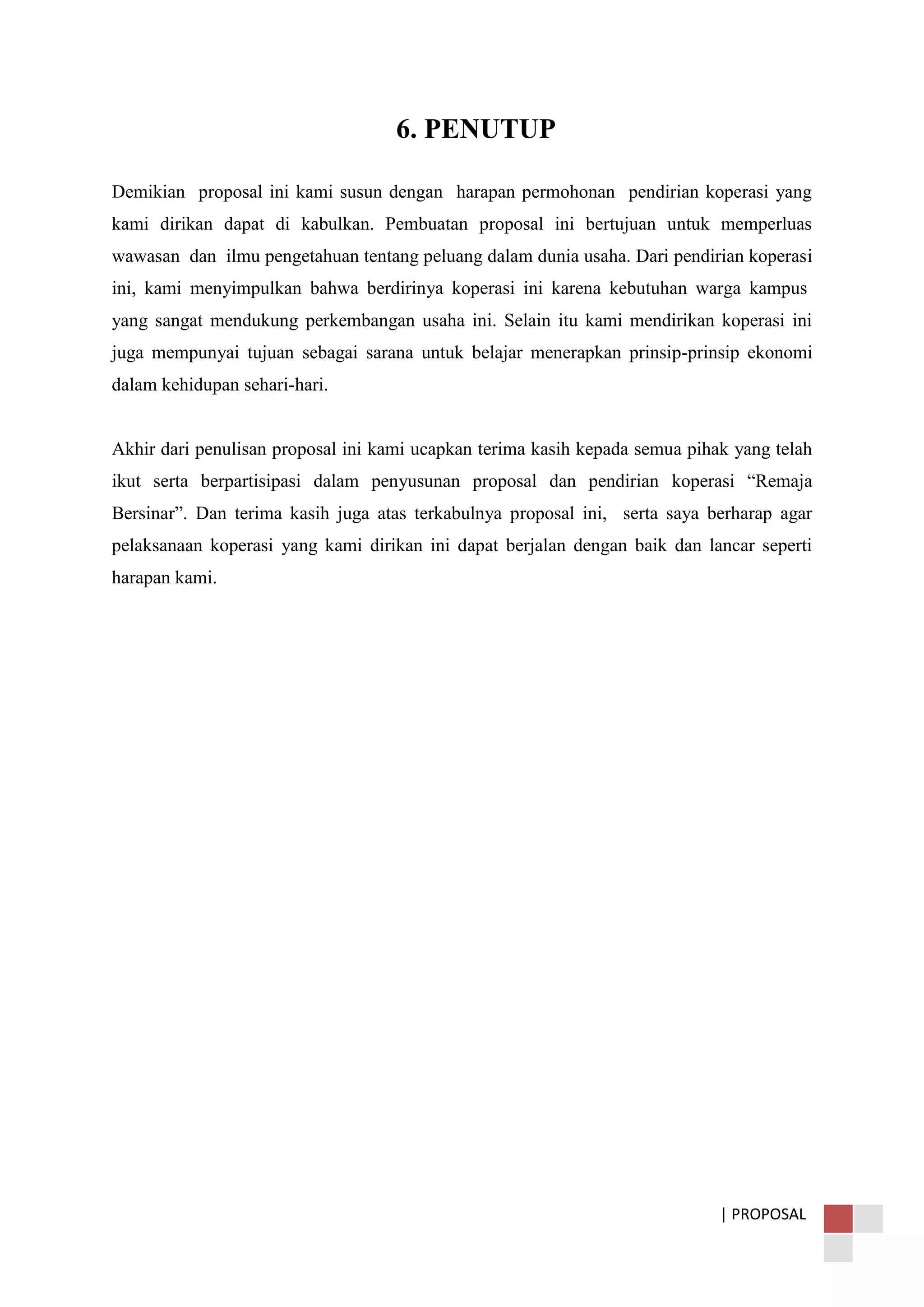 Proposal pendirian koperasi | DOCX