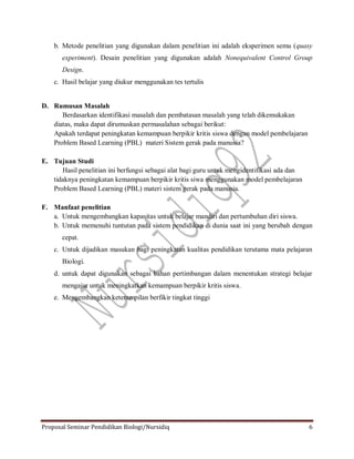 Jurnal Proposal Seminar Pend Biologi Pdf