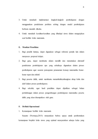 Proposal skripsi pendekatan problem solving | PDF