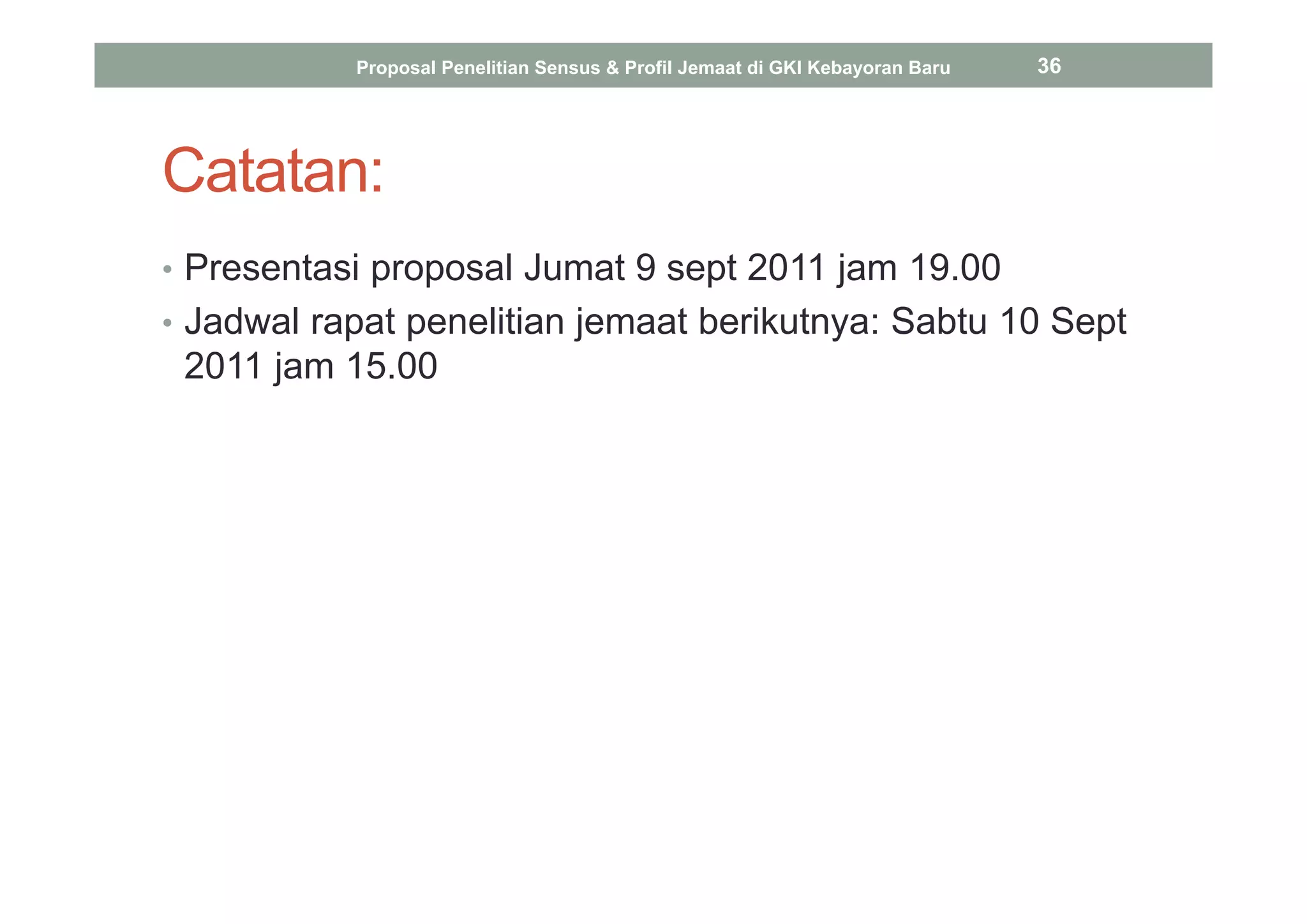 Proposal Penelitian Jemaat GKI KB 2011 | PDF