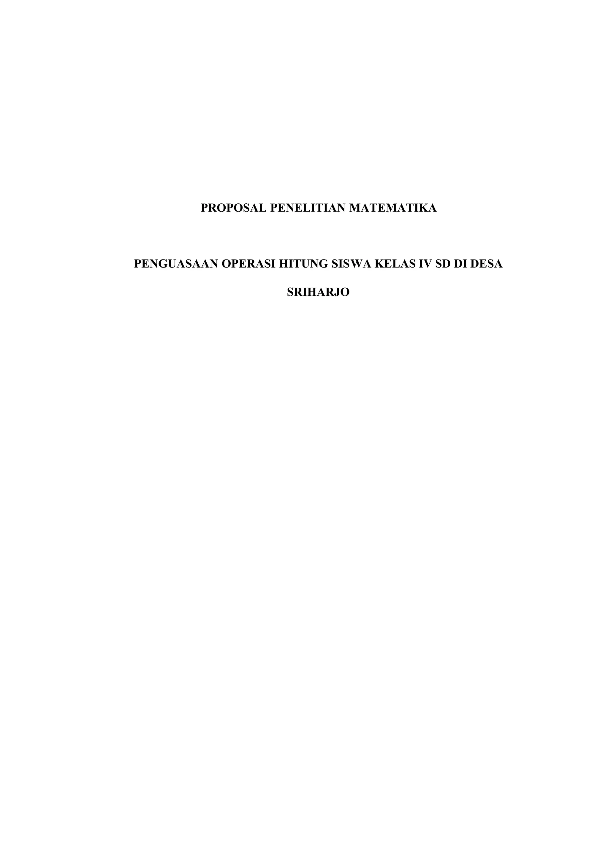 Proposal penelitian matematika penguasaan operasi hitung s… | PDF