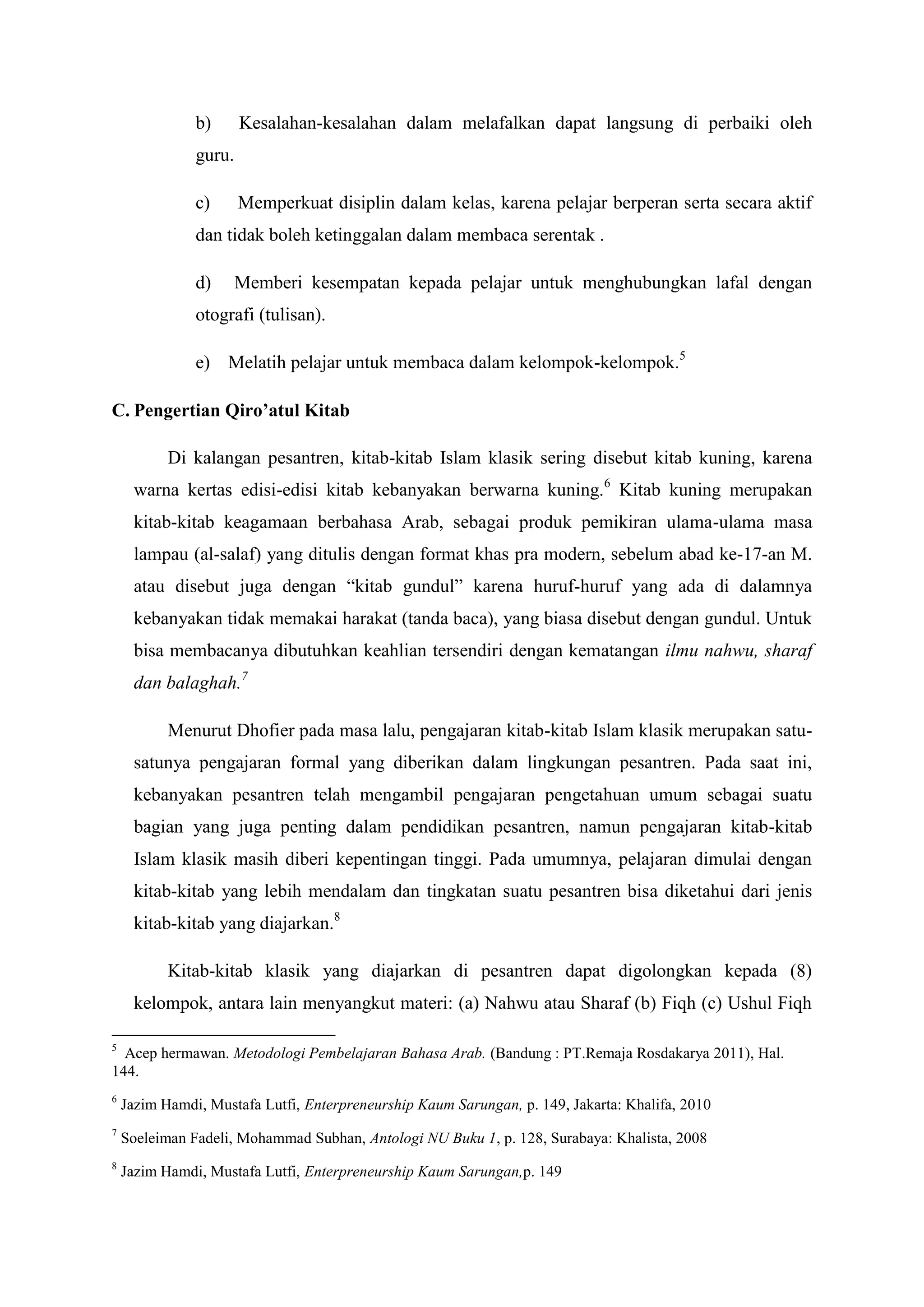 contoh proposal PTK PBA optimalisasi metode jahriyah dalam pemahaman kitab kuning | DOCX