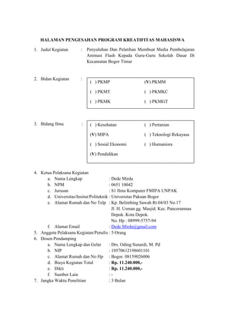 Proposal pengabdian masyarakat (Diajukan pada program PKM tahun 2013) | PDF
