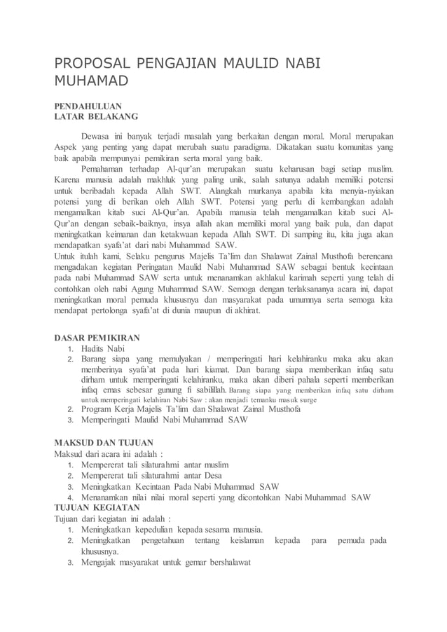 Proposal pengajian maulid nabi muhamad | PDF
