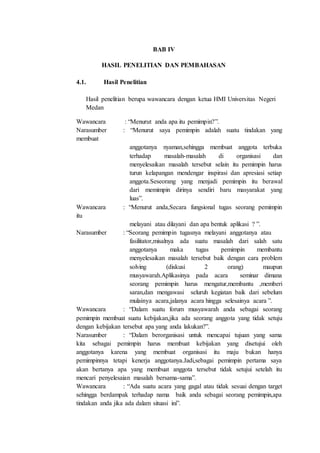 Proposal pengaruh gaya kepemimpinan terhadap kinerja anggota organisasi himpunan mahasiswa islam ...