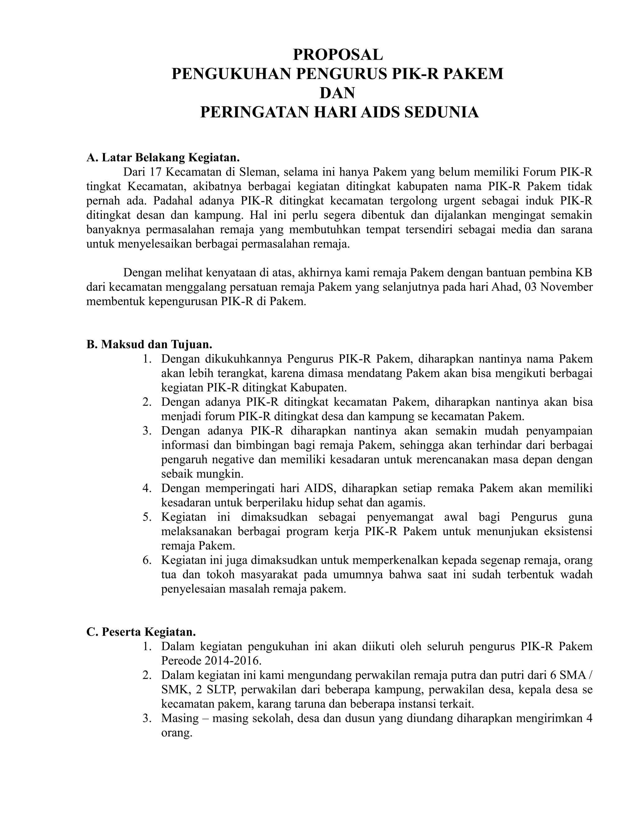 Proposal pengukuhan pikr | PDF