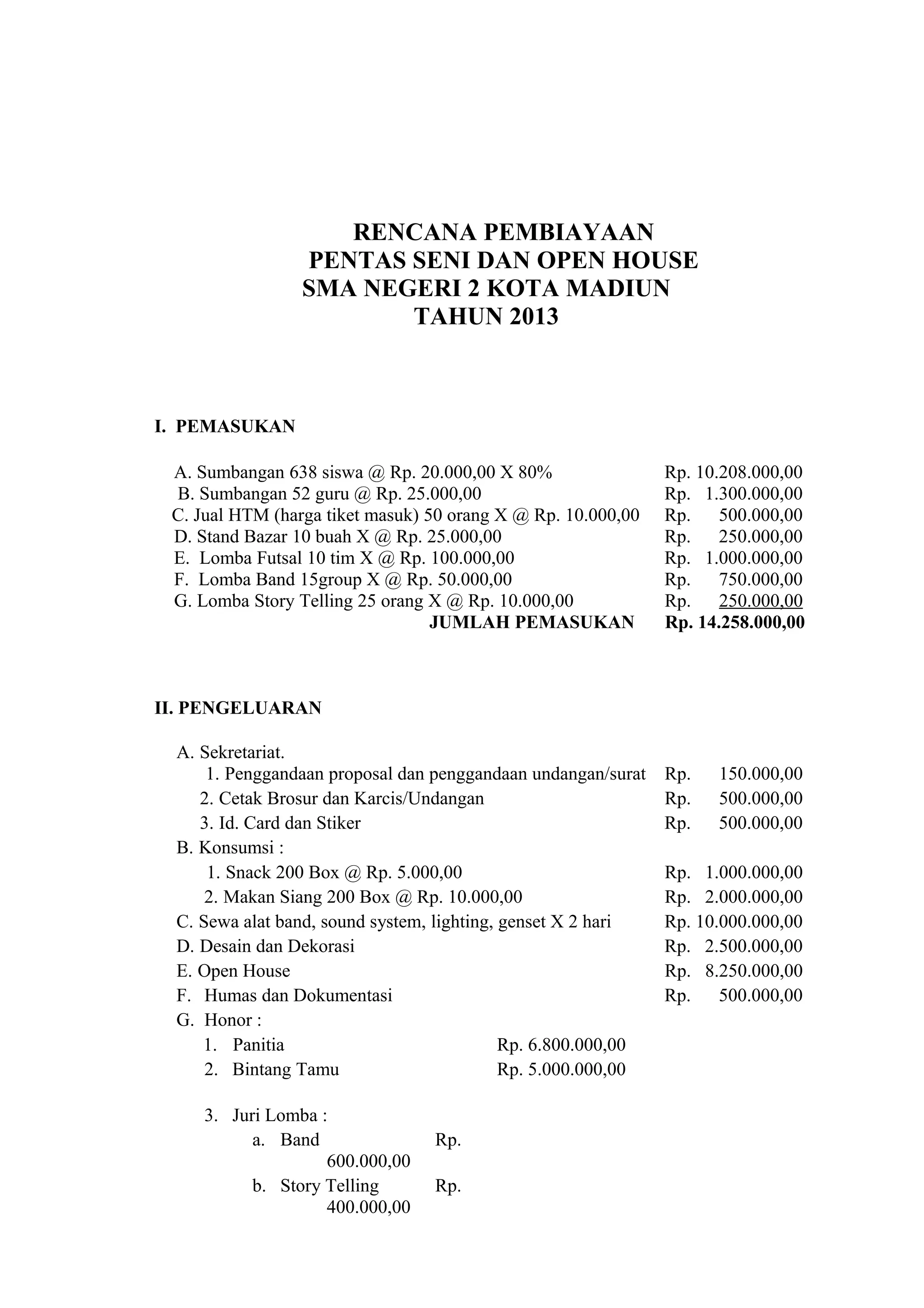contoh proposal pensi (tugas) | DOC