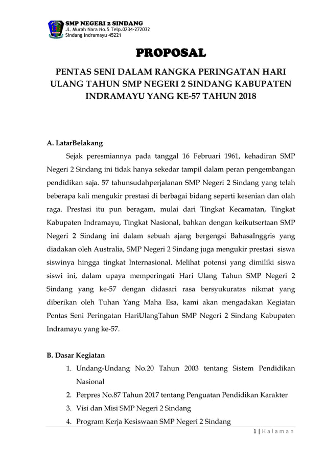 Proposal pentas seni hut nedusi 2018 (26) kirim | PDF