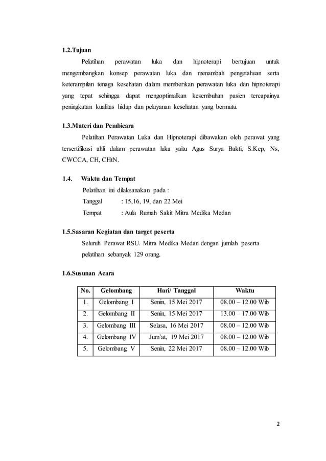 Proposal perawatan luka dan hipnoterapi | DOCX